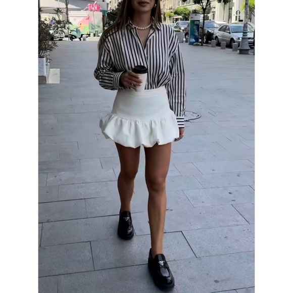 Zara | Skirts | Zara Linen Blend Balloon Skort Cream White | Poshmark